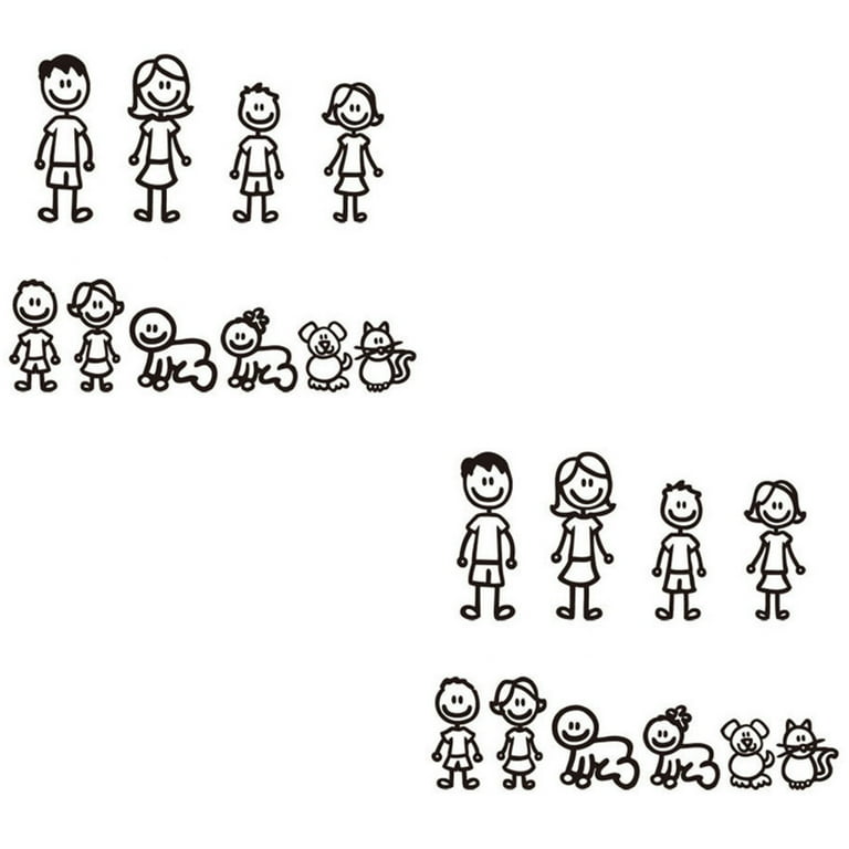 Family Of 5 Stick People