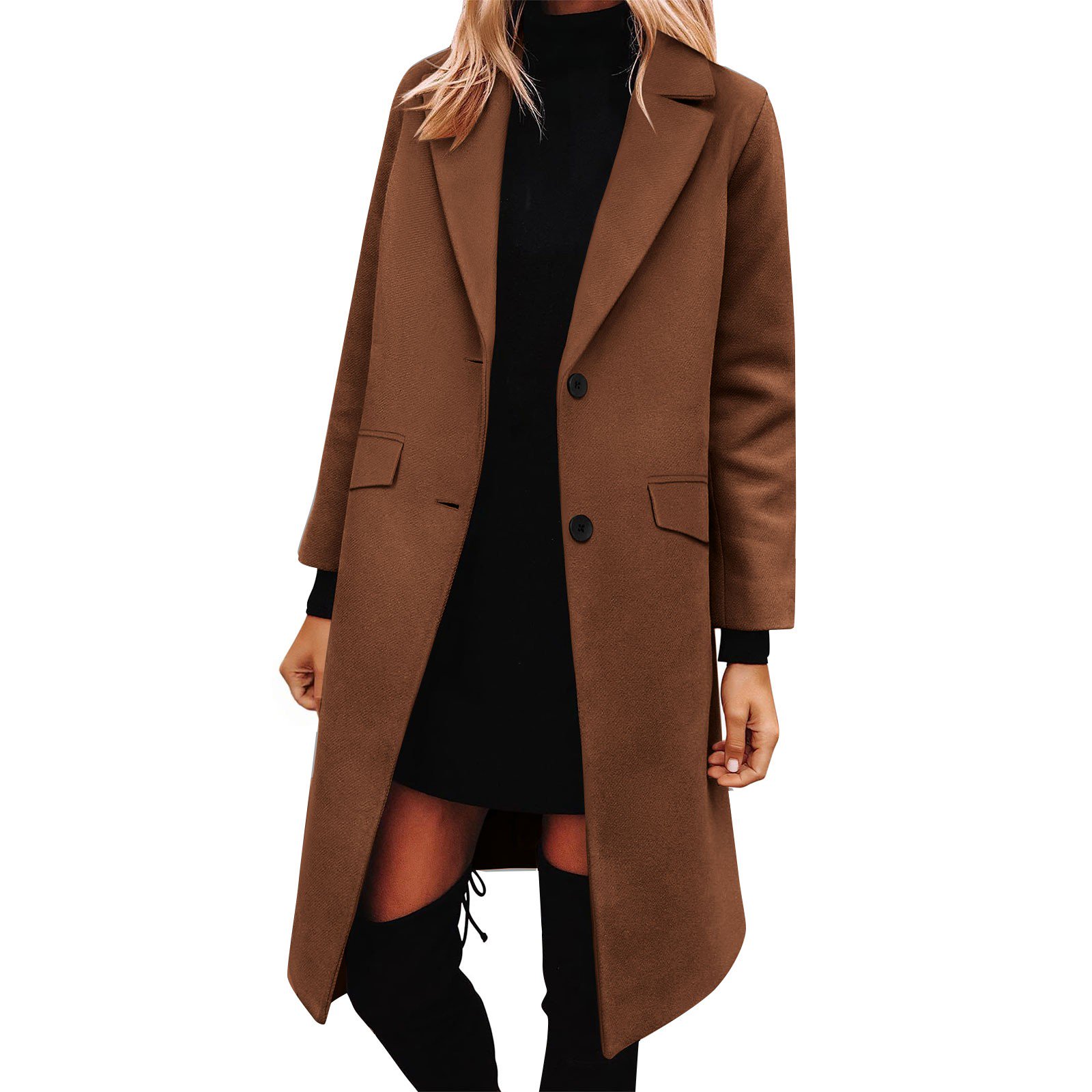 Click here for Ntacza Wool Womens Coats Long Suit Trench Brown Co... prices