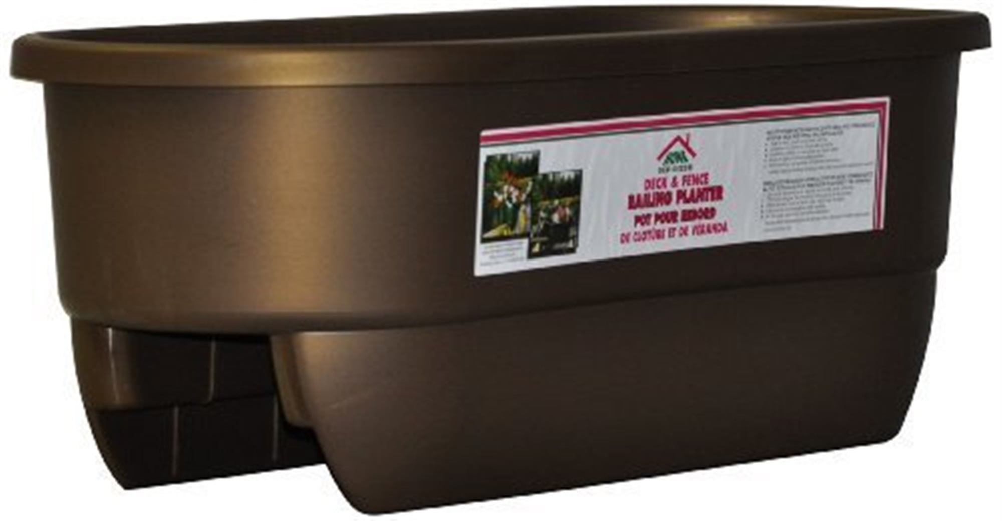 Apollo Plastic Dual Deck Railing Planter, Mocha 24" - Walmart.com