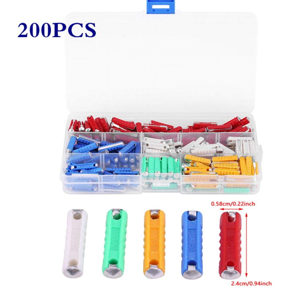 Car Fuses Assortment， 200Pcs Multicolor Torpedo Shaped Car Fuses ...