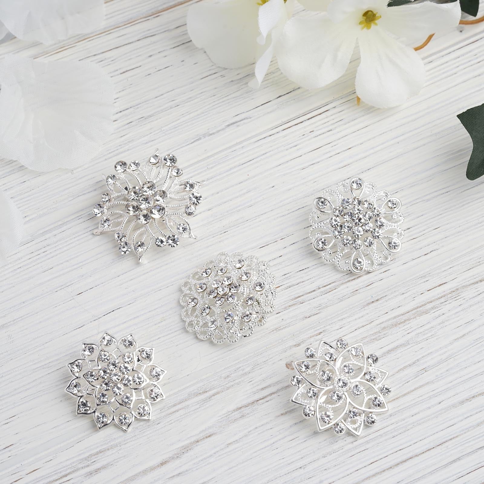 Efavormart 5 Pcs Assorted Silver Plated Mandala Crystal Rhinestone ...