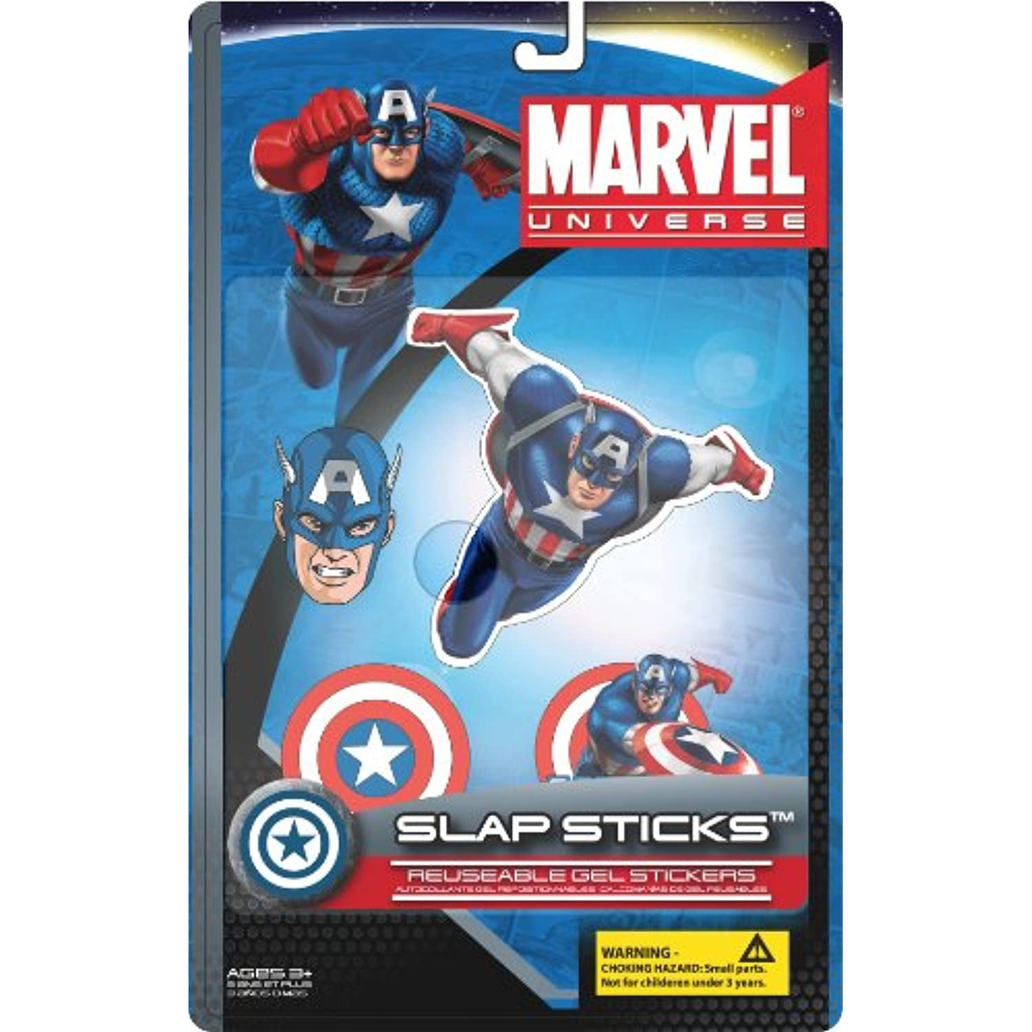 Marvel Slap Sticks Captain America Reusbale Gel Stickers, 5-Inch ...