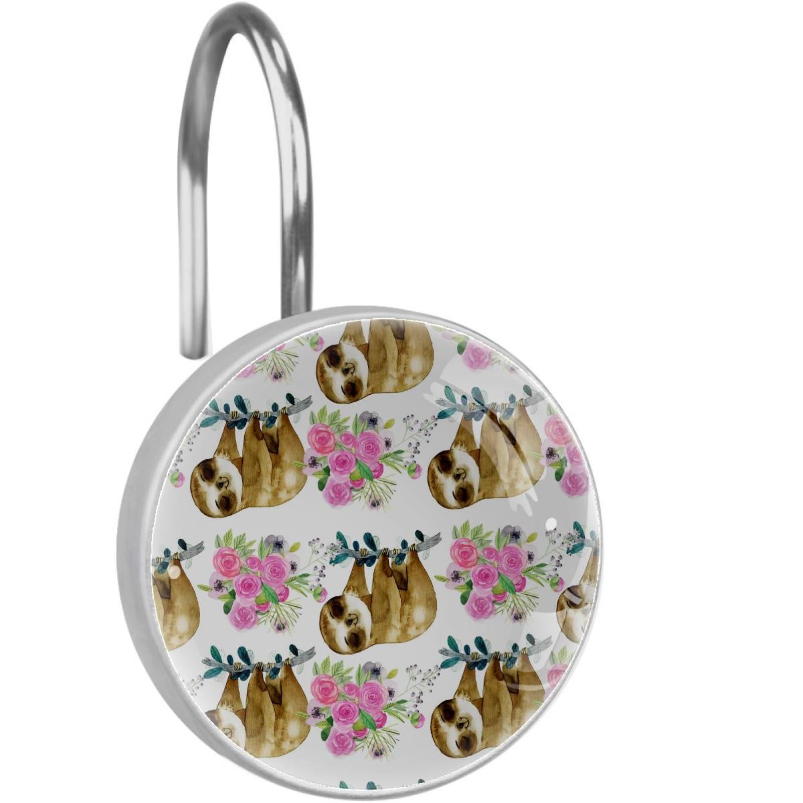 Sloth Animal Cute Shower Curtain Hooks（Set of 12）for Home Hotel Shower ...