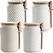 Home Intuition 4-Piece Ceramic Kitchen Canisters Set, Airtight ...