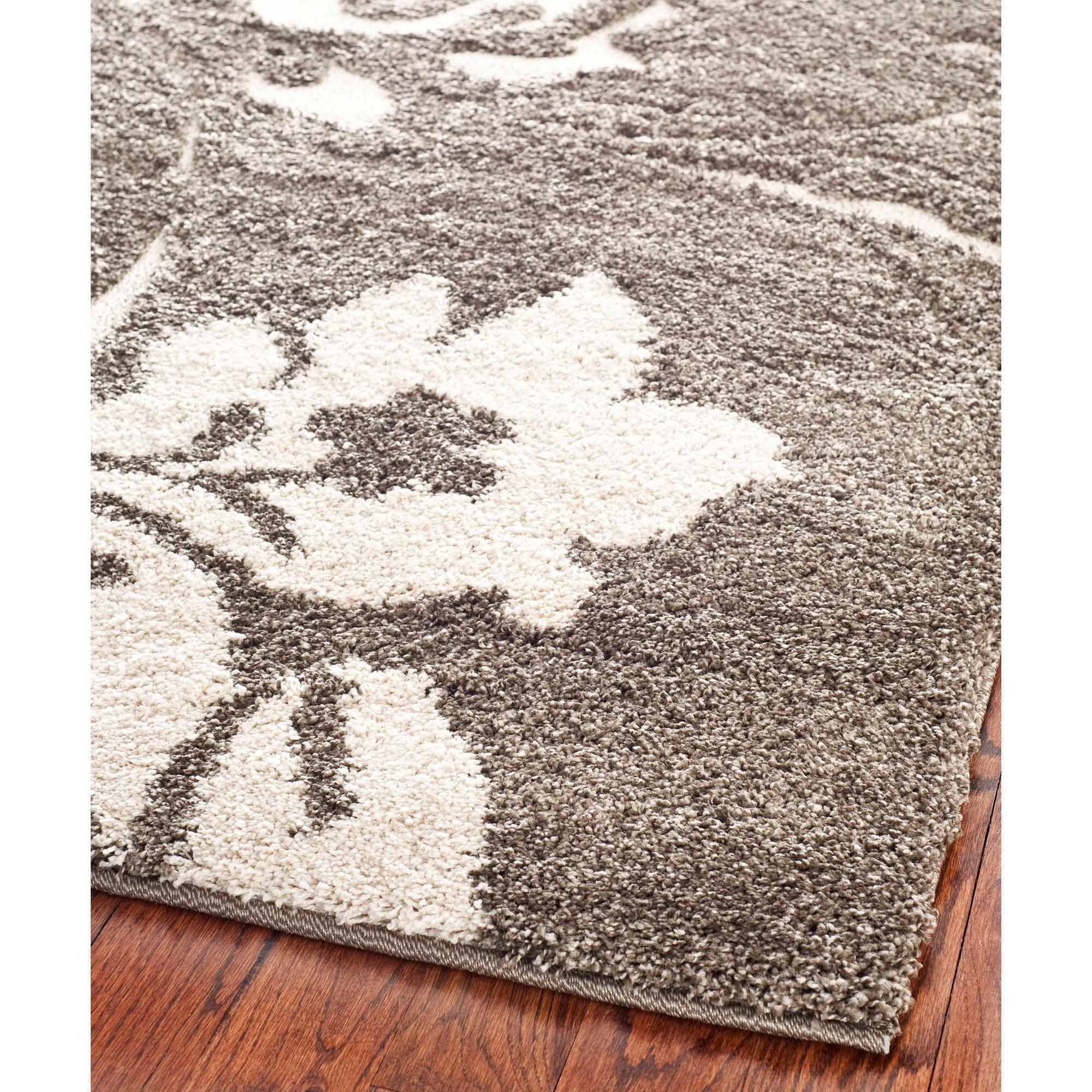 SAFAVIEH Florida Merrick Floral Shag Area Rug, Smoke/Beige, 8'6" x 12 ...