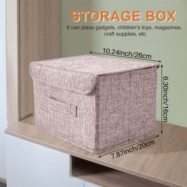 Qtmnekly Cotton Linen Fabric Folding Cd Storage Boxes Foldable Bins ...