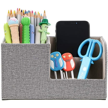 Desk Pen Pencil Holder Leather lti-function Desk Stationery Organizer ...