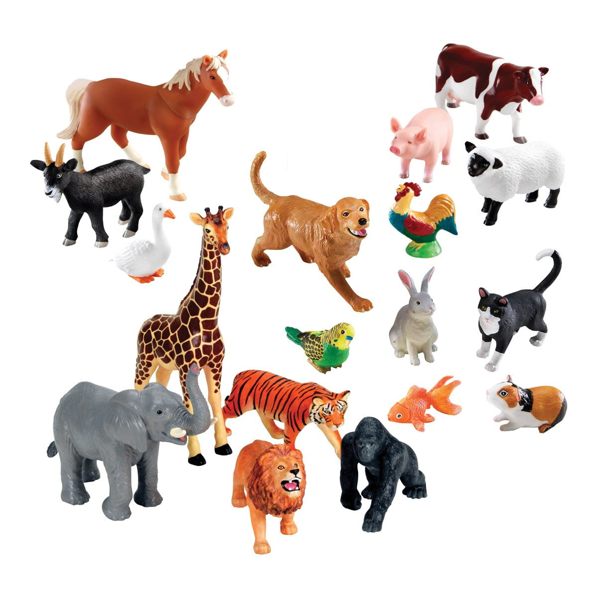 Kaplan Early Learning Company Jumbo Animals Set of 18 - Farm, Jungle ...