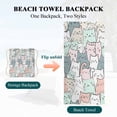 Cartoon Cat 2-in-1 Beach Towel Backpack, Quick Dry Beach Towel Blanket ...