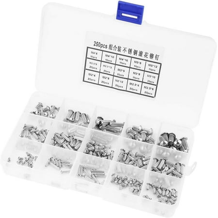 Round Head Knurled Shank Rivet 250pcs M2 M2.5 M3 M4 M5 Stainless Steel ...