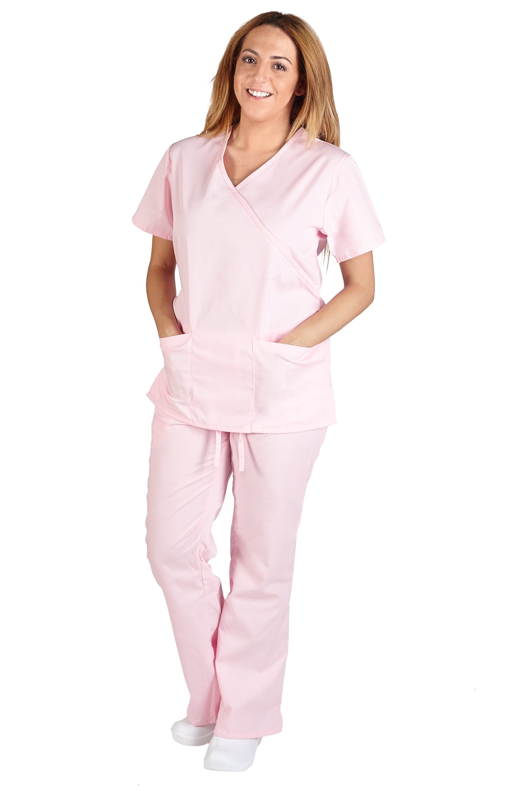 M&M Scrubs Women's Tie Back Solid Medical Scrub Set - Walmart.com