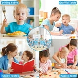 Kids Study Table and 6 Chairs Set, Height Adjustable Graffiti Table ...