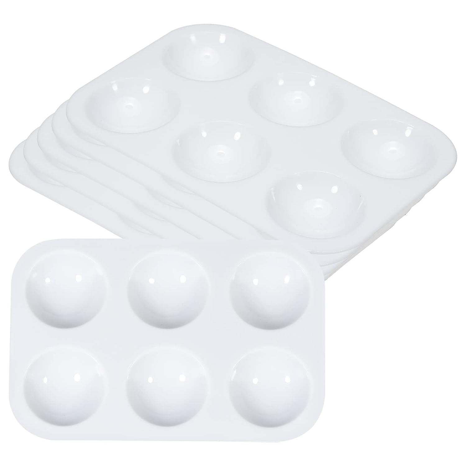 Holzlrgus 6 Wells Paint Tray Palette, 6Pcs Rectangular Plastic Painting ...