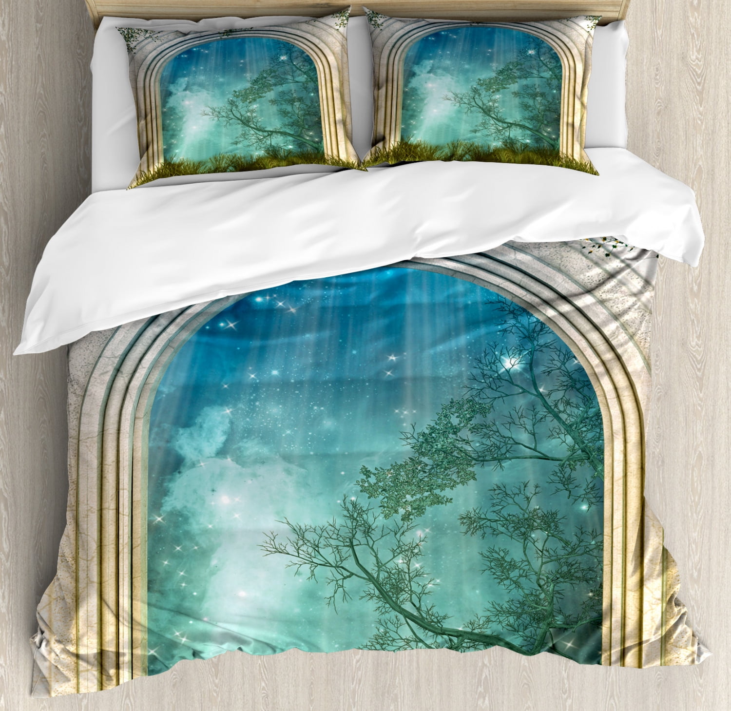 Mystic Duvet Cover Set Queen Size, Magic Ancient Curved Door in the ...