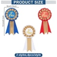 12Pcs 3 Colors Award Ribbon Shape Tinplate Badge Pins Plastic Button ...