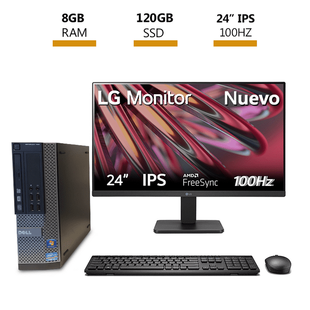 Computadora Dell SFF Core i3 3ra Gen 8GB RAM 120GB SSD Monitor LG 24 ...