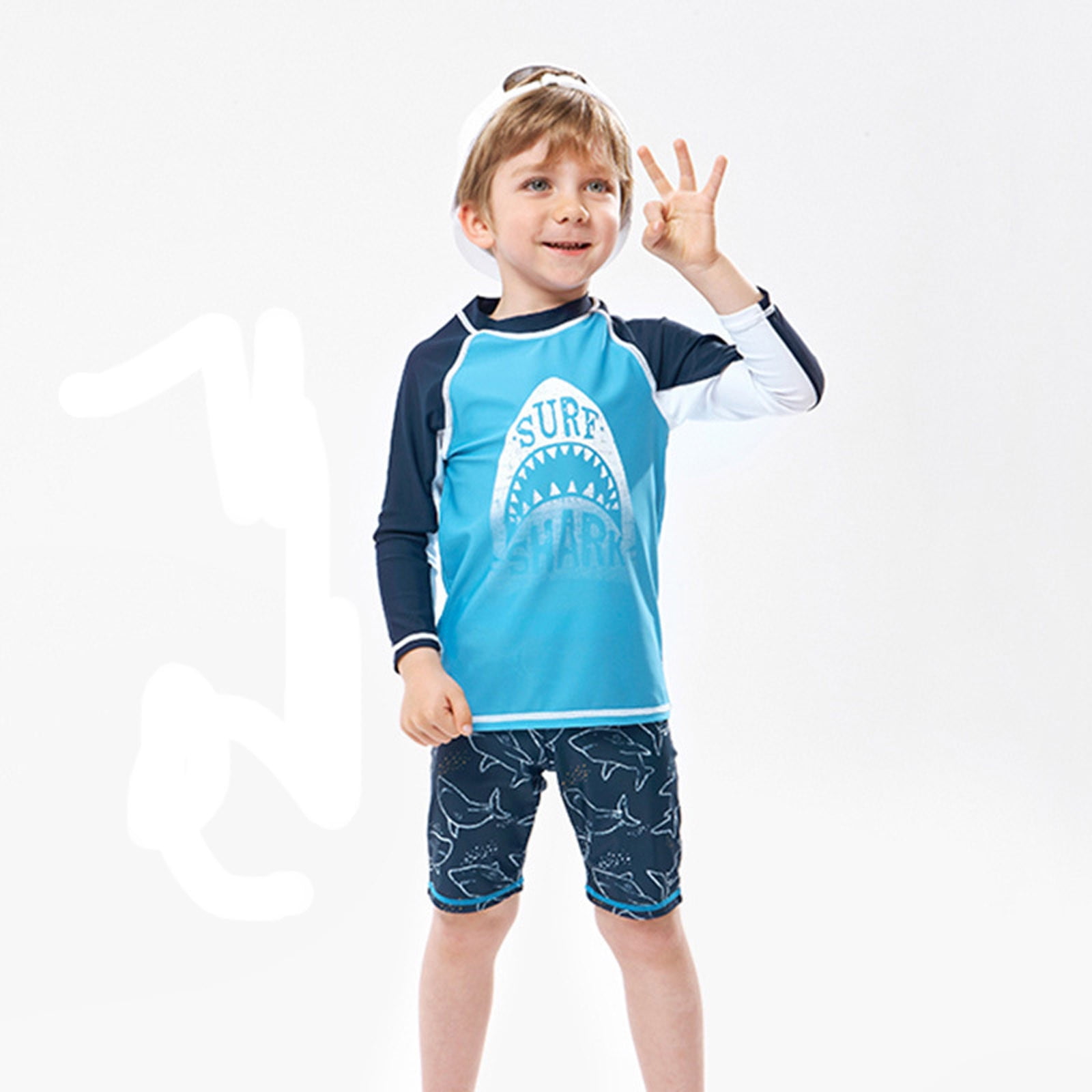 Click here for Yousnh Boys Swimsuit 2 Pieces Rash Guard Long Slee... prices