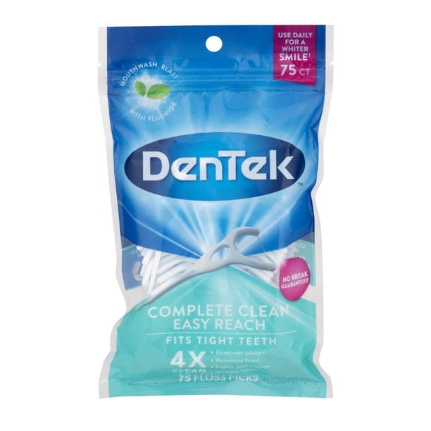 3 Pack - DenTek Complete Clean Mouthwash Blast Angled Floss Picks 75 ...