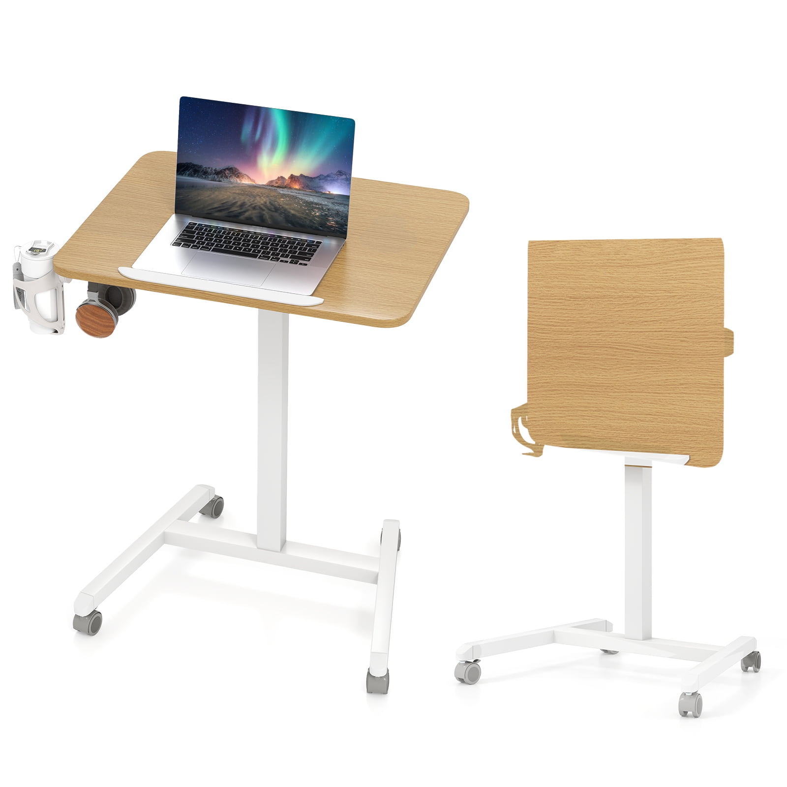 Click here for Costway Folding Standing Table Portable Mobile Sit... prices