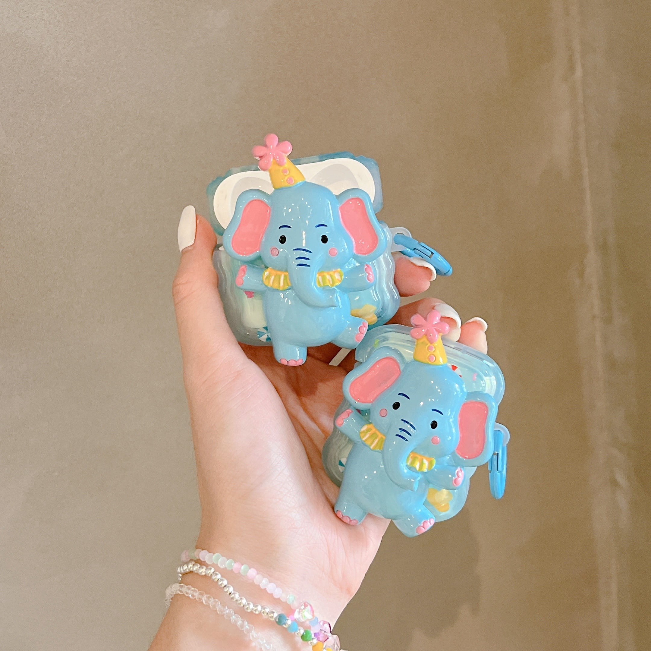 For AirPods 1/2 Cute 3D Elephant Pattern Earphone Case Soft TPU ...