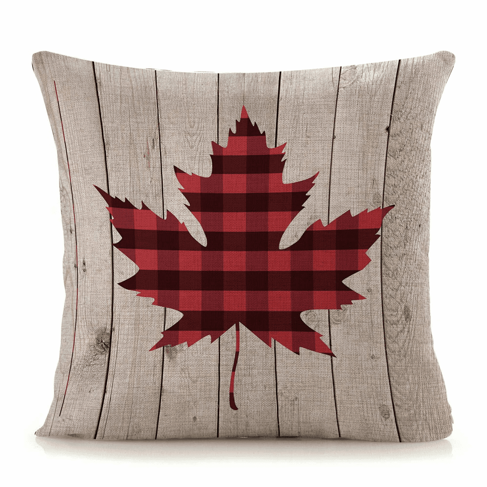 Plaid Maple Leaf Linen Throw Pillow | Walmart Canada