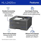 Brother HL-L2420DW Wireless Compact Monochrome Laser Printer with ...