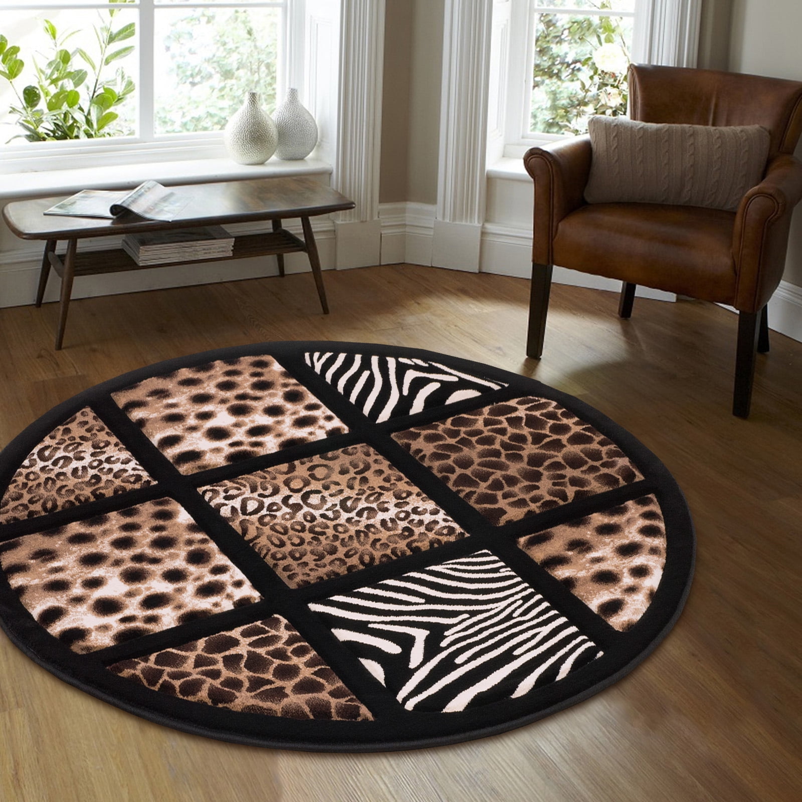 Allstar Black Dots Square Animal Prints Design Modern Geometric Round ...