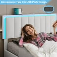 Full Size Led Bed Frame with 1 Type-C&1 USB Port&LED Lights Modern Faux ...