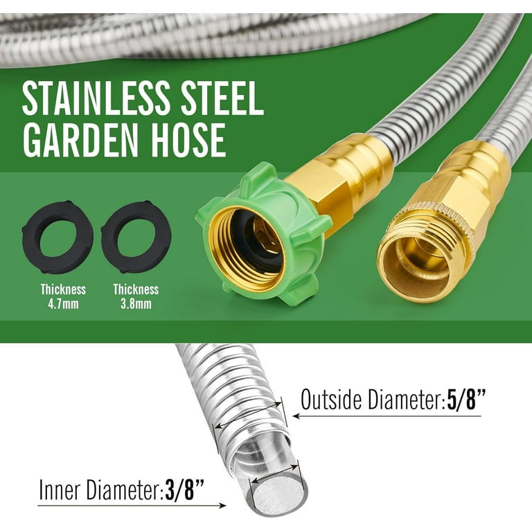 304 Stainless Steel Short Garden Hose 1 ft with Female to Male Metal Connector Anti Leakage Flexible Lightweight Kink Free Water Hose Easy to Use Store 1ft Walmart