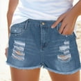 Jean Shorts for Women Plus Size High Waist Jeans Hole Pants Slim Pants ...