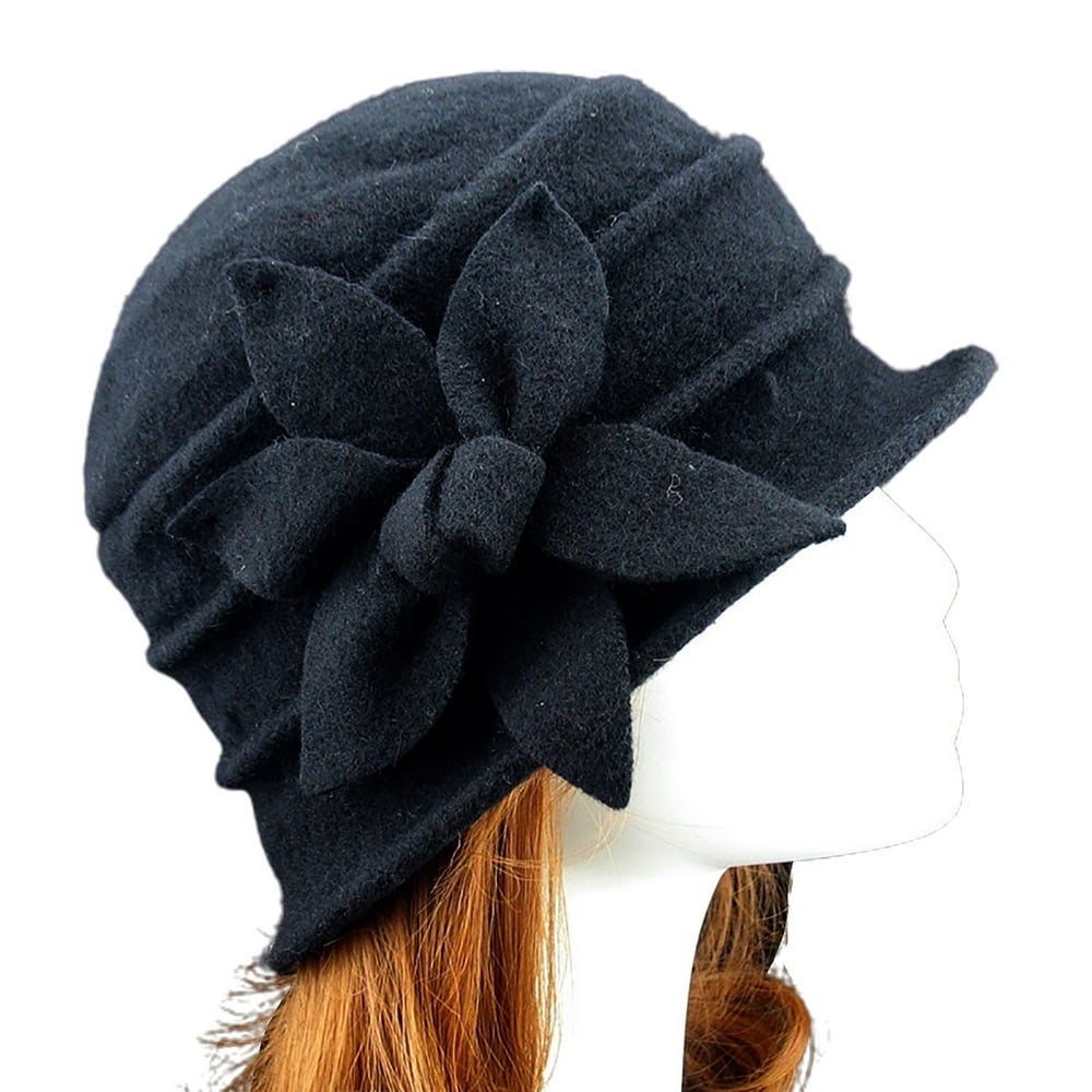 Click here for Generic Flower Decor Felt Hat Solid Color Wool Ble... prices