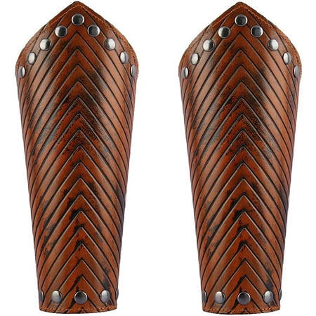 Jeilwiy Faux Leather Armor Medieval Gauntlets Wristband Viking Arm ...