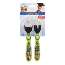 Disney's Toy Story Buzz and Woody Blue Plastic Kids Spoon and Fork Set ...