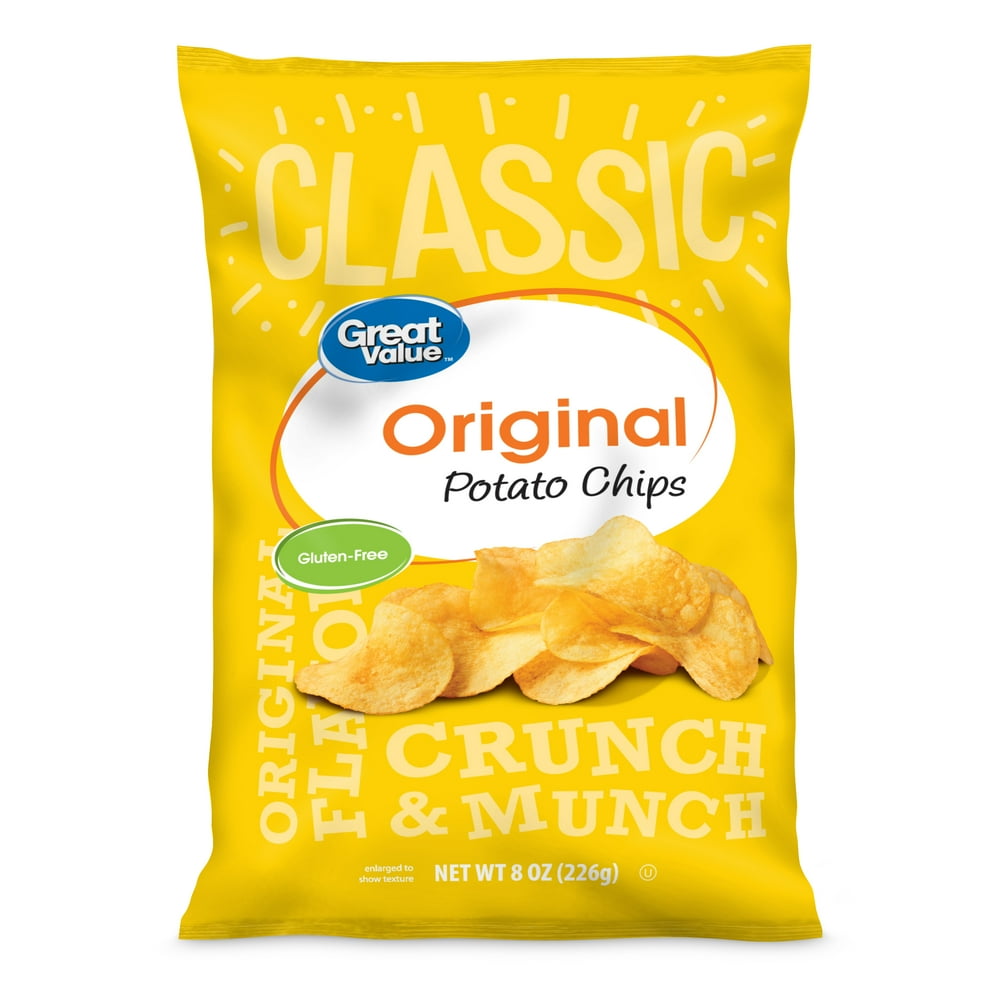 Great Value Original Flavor Potato Chips 8 Oz
