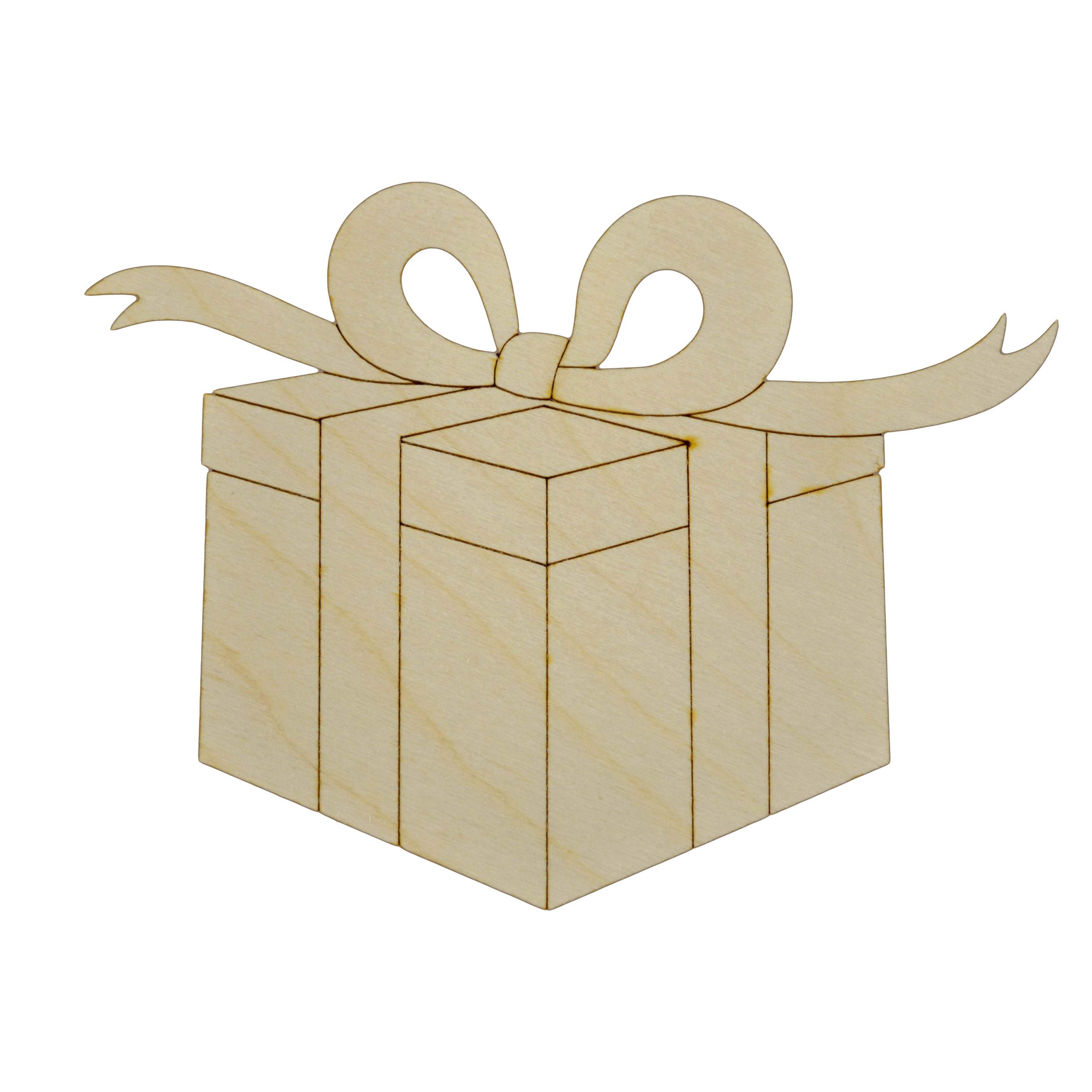 Unfinished Detailed Present Wood Cutout (1/8" Thickness, Medium 8" x 6 ...