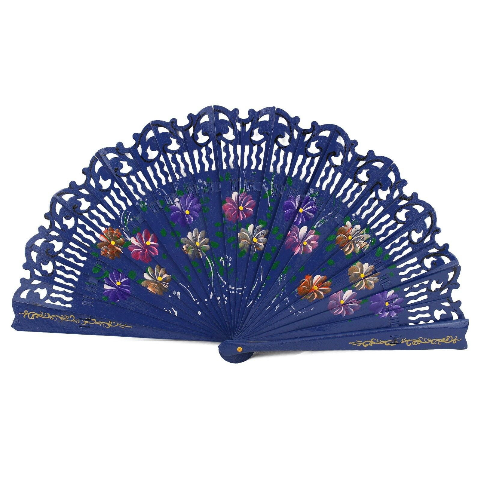 Double Sided Print Spanish Floral Design Hand Fold Fans Assorted Color ...