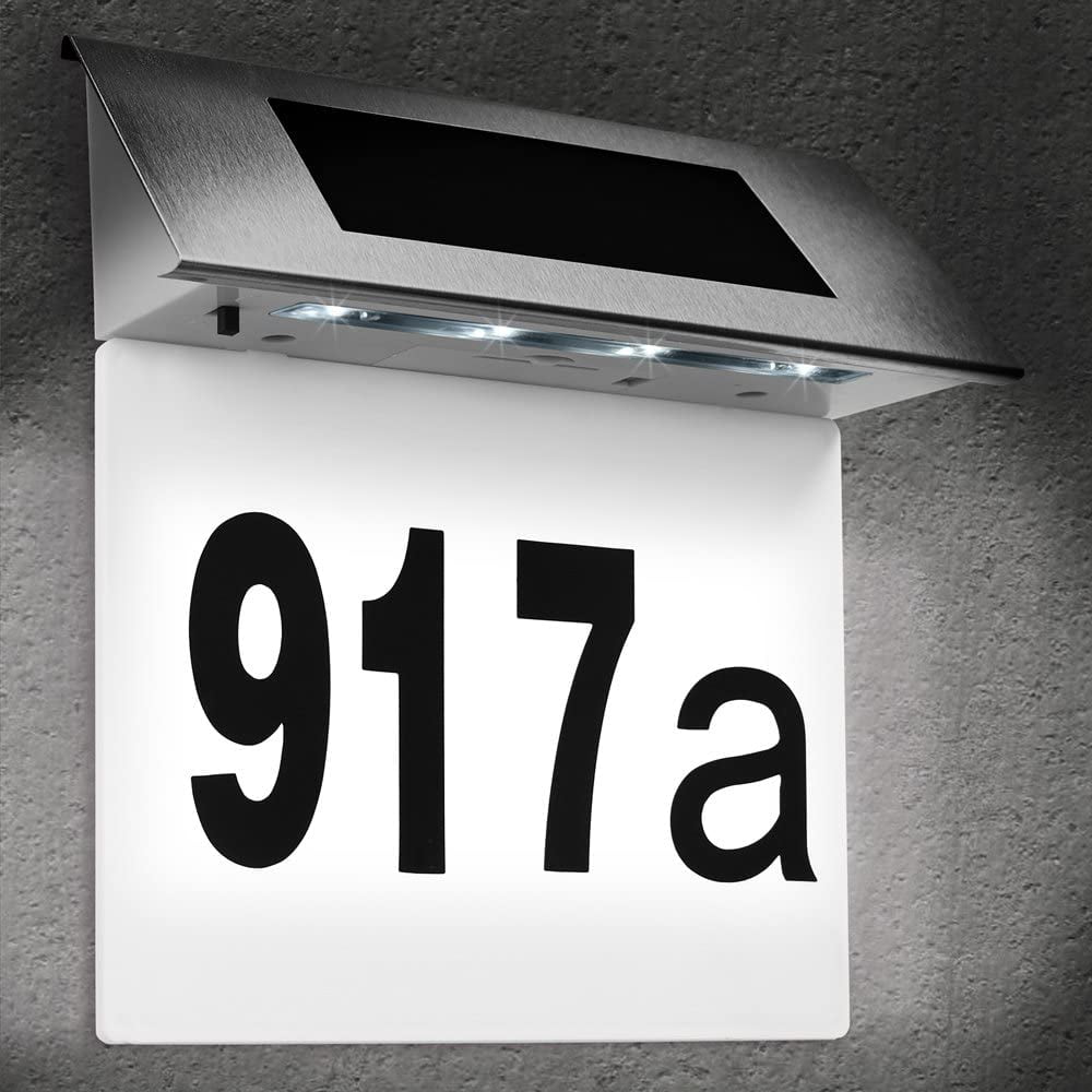 4 Led Solar Powered Stainless Steel Lighted House Number - White ...