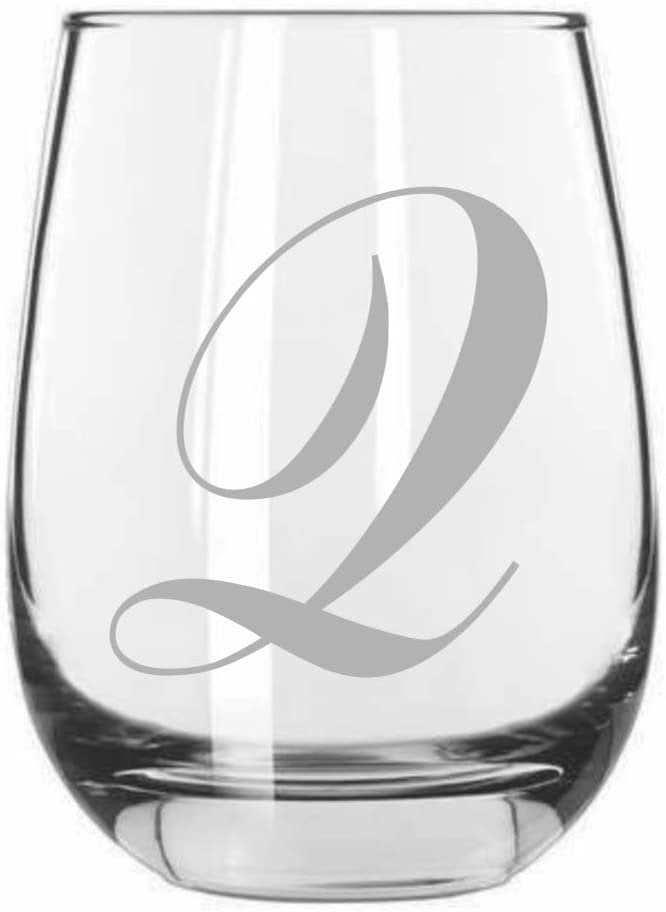 Q Commercial Script Monogram Etched 15.25oz Libbey Stemless Wine Glass - Walmart.com