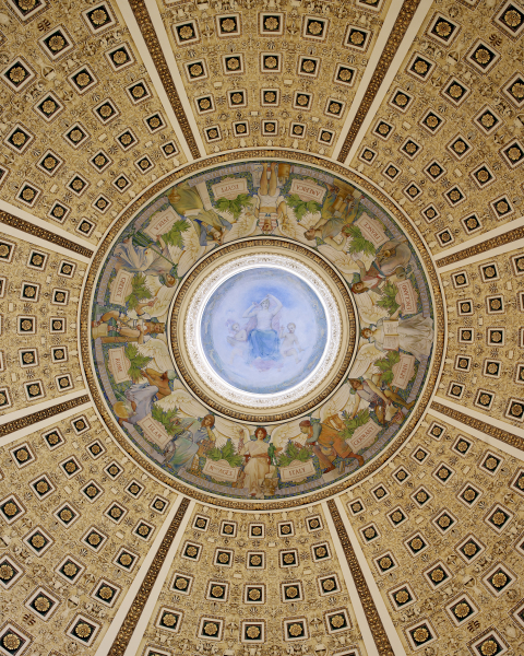 Print: Main Reading Room. Interior Of Dome. Library Of Congress Thomas ...