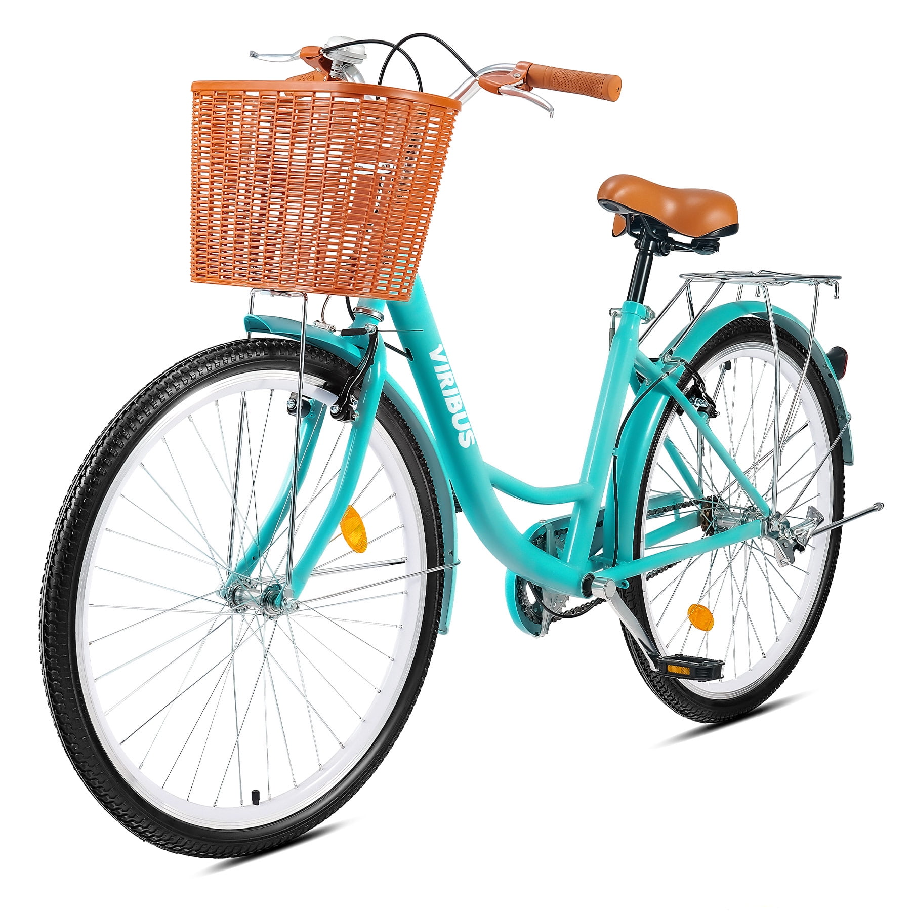 Viribus Beach & City Cruiser Bike 26 Inch Women's Comfort Bike with Basket & Rack Teal - Walmart.com