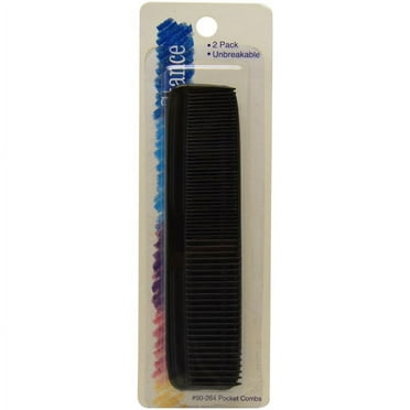 Professional Quality 5" Heavy Duty Pocket Comb, Unbreakable, Black, 4 ...
