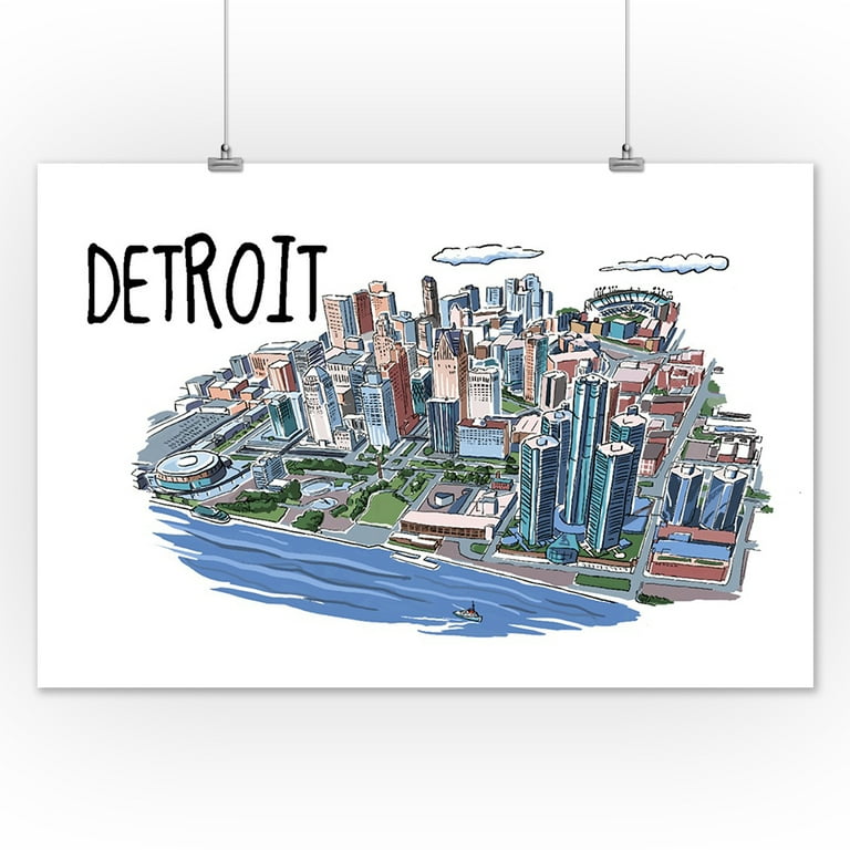 Detroit Skyline Drawing