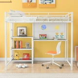 UBesGoo Full Loft Bed with Desk and Whiteboard, Mental Bunk Bed with 3 ...