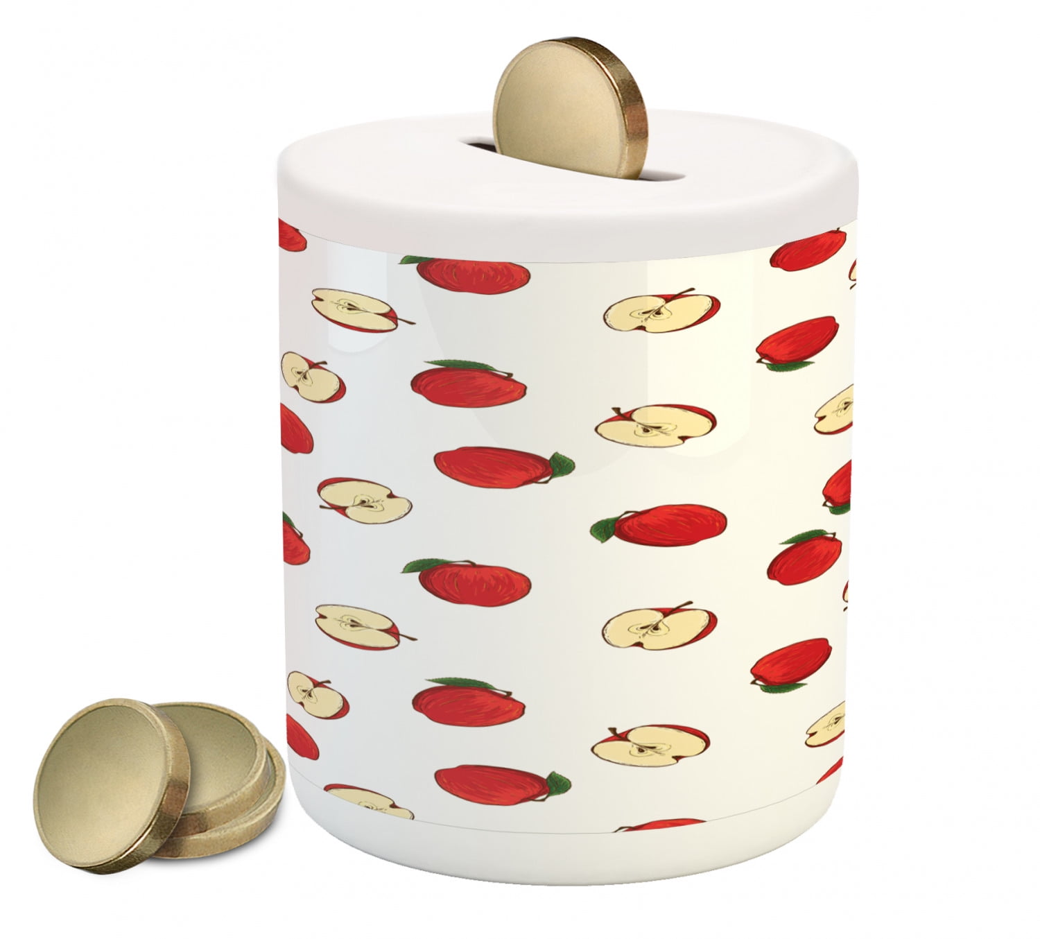Fruits Piggy Bank, Hand Drawn Vibrant Fruit Slices Products of Summer ...