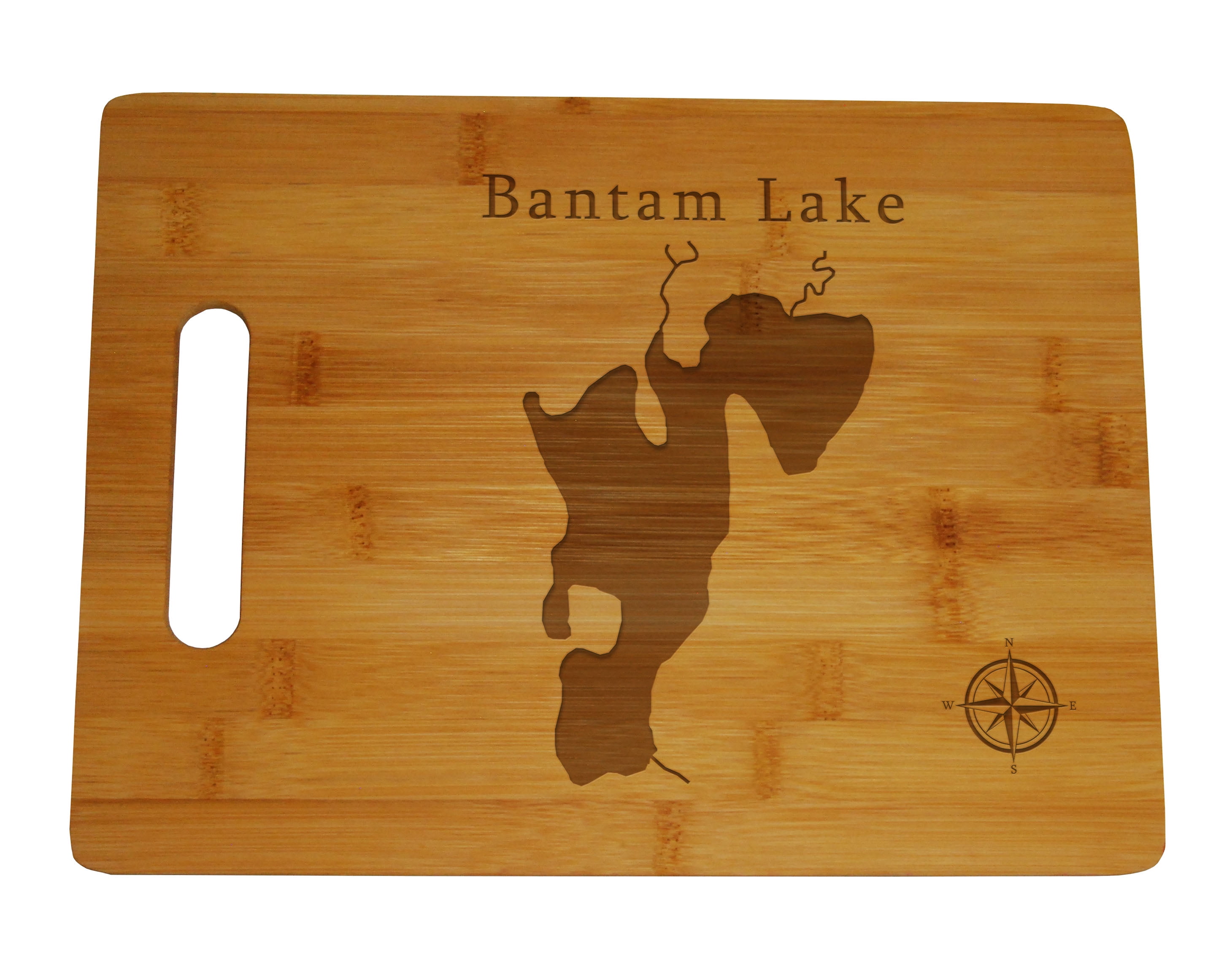 Bantam Lake Map Engraved Bamboo Cutting Board 9.75x13.75 inches ...