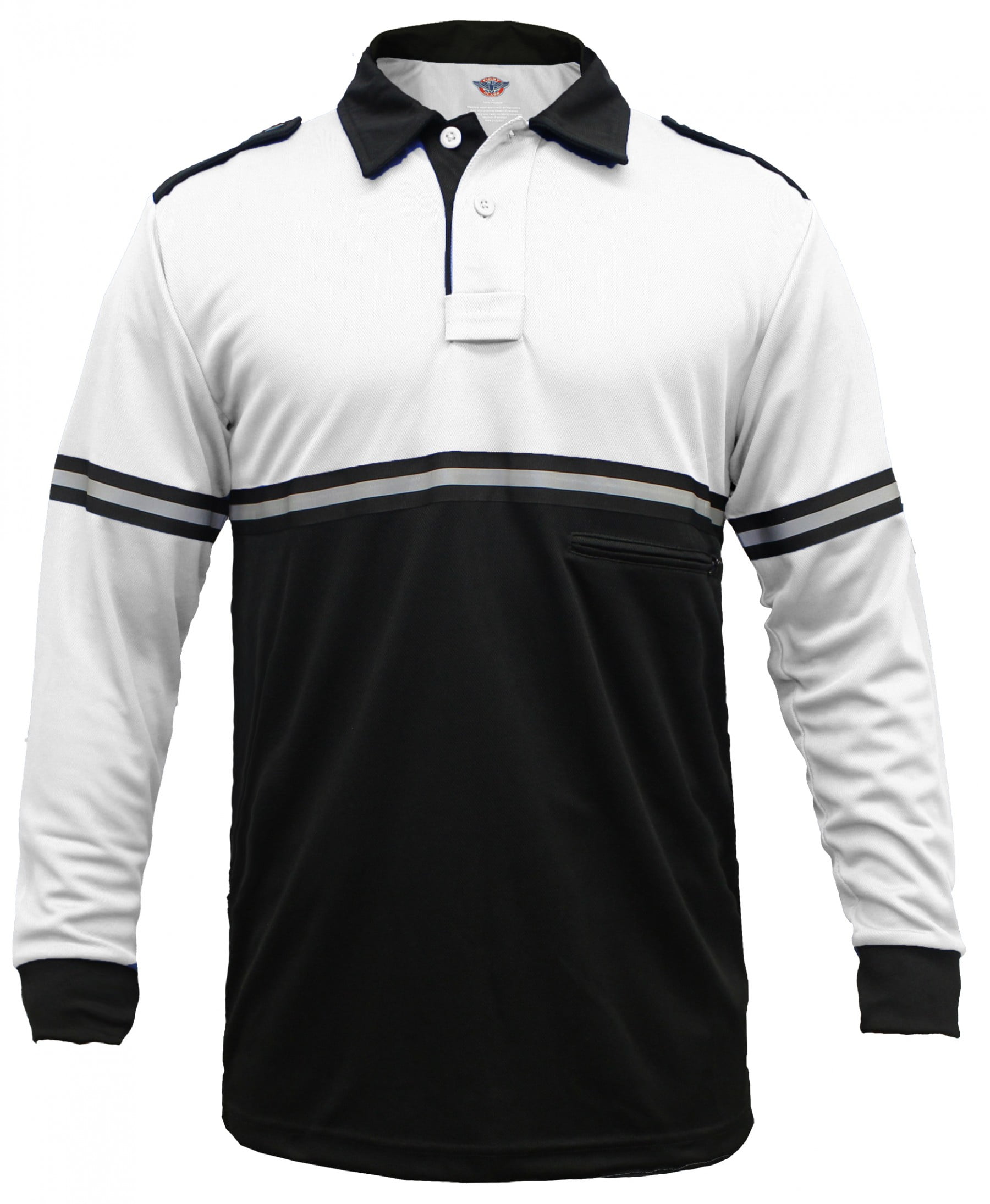 Two Tone Long Sleeve Bike Patrol Shirt with Zipper Pocket - White and ...