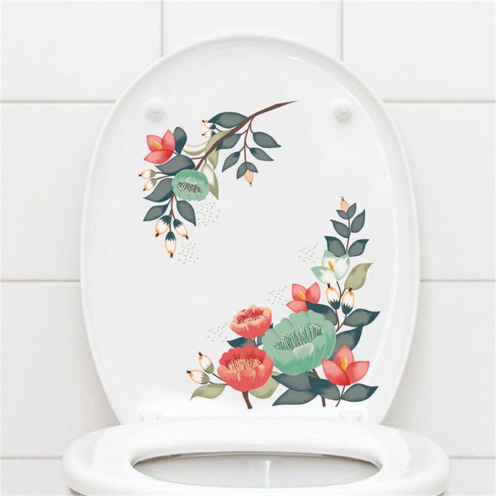 Tookss Flower Toilet Stickers Self-adhesive Paintings 3D Wall Art ...