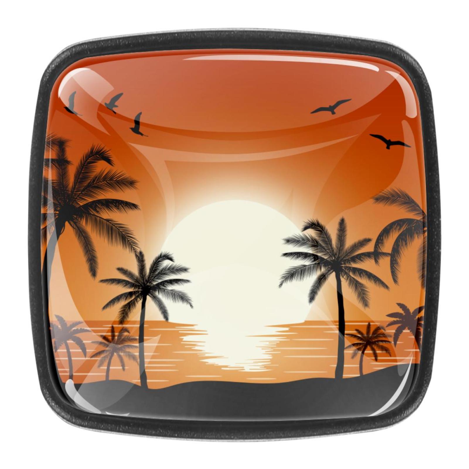Ownta Sunset Palm Square Glass Drawer Handles Knobs Pulls With Screws ...