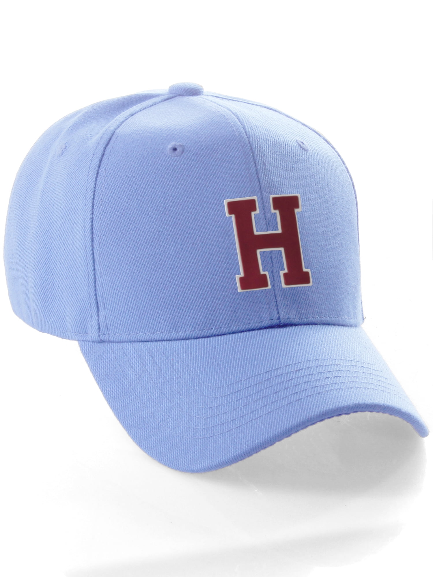 Classic Baseball Hat Custom A to Z Initial Team Letter, Sky Cap White ...