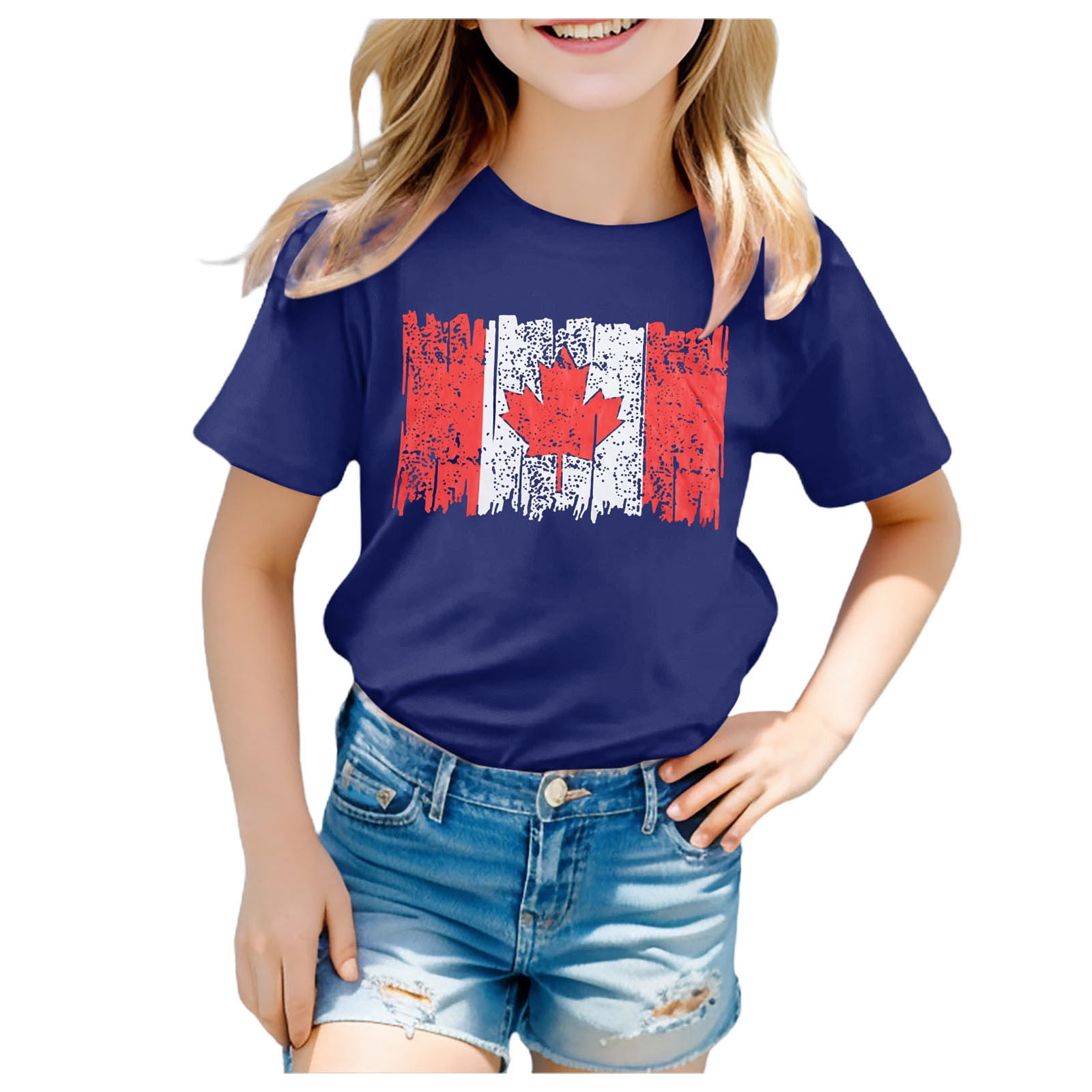 Click here for Gdreda Canada Shirt Flag Print Girls Short Sleeve... prices